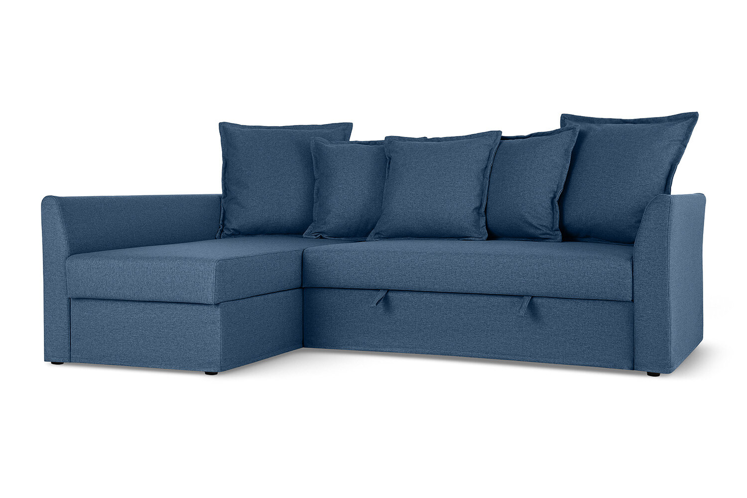 Угловой диван-кровать катунь 233х85х150 см, обивка рогожка, цвет синий