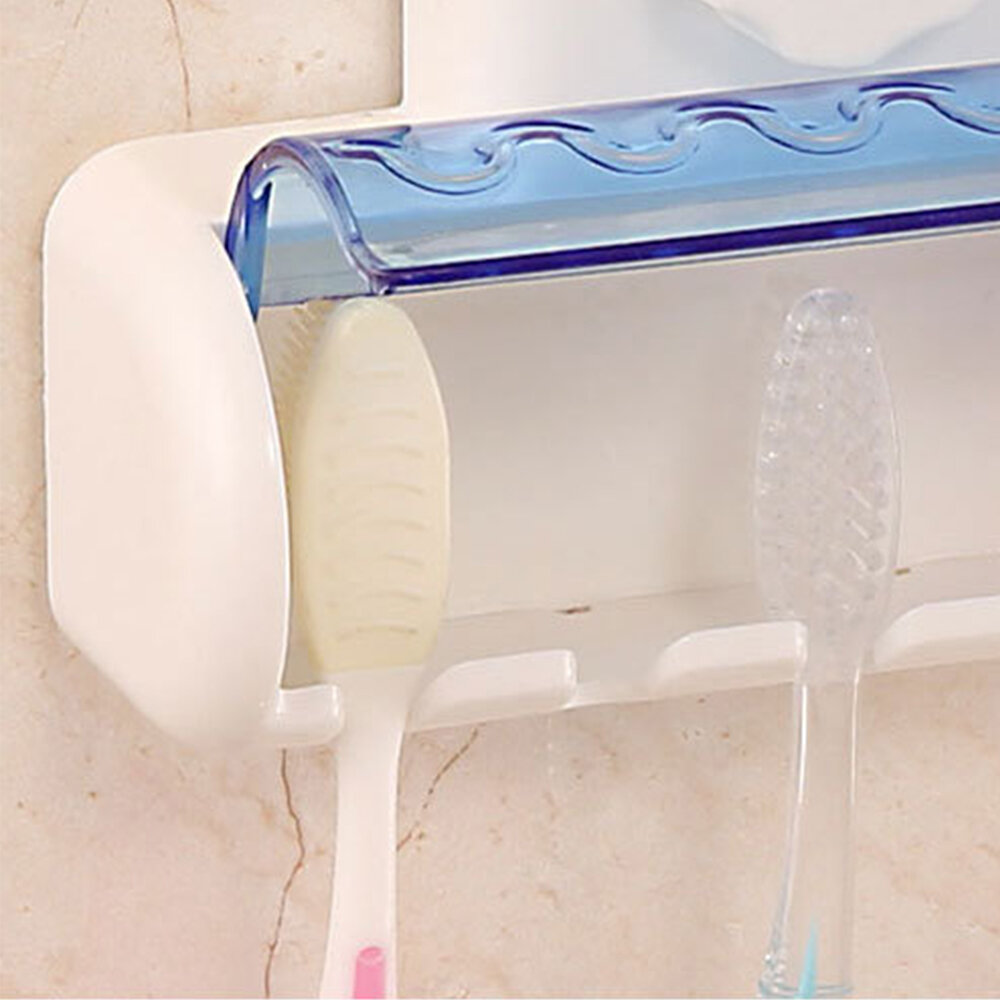Подставка для зубных щеток, настенный держатель для зубных щеток, контейнер с крышкой, водонепроницаемый, пылезащитный, с присоской, чехол для электрической зубной щетки, в ванную комнату, органайзер для хранения 5 зубных щеток