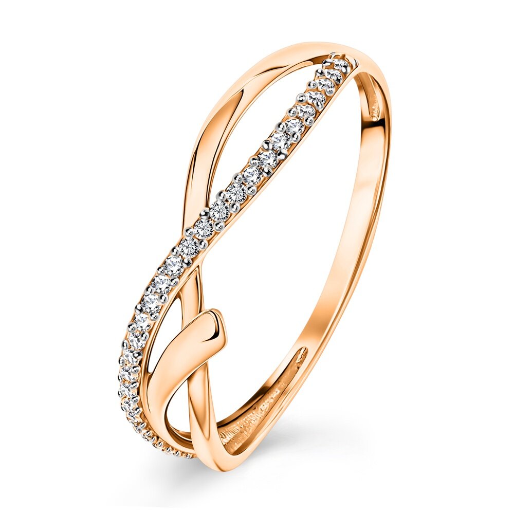 Кольцо, красное золото, 375 проба, золочение, фианит