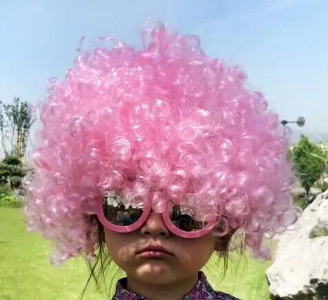 Волнистый Вьющийся Парик Клоуна Забавный Пушистый Головной Убор Для Дискотек, Розовый, Pink