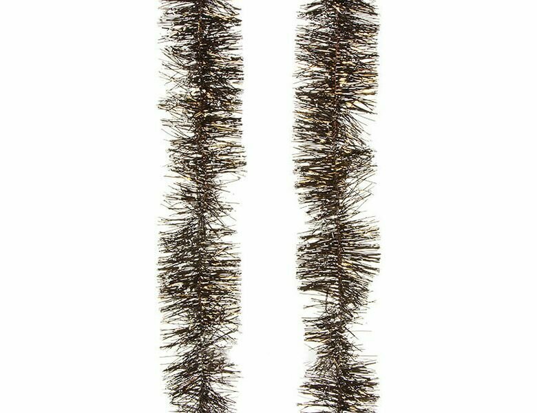 Мишура de luxe заснеженная, шоколадная, 7.5х200 см, Kaemingk 433916