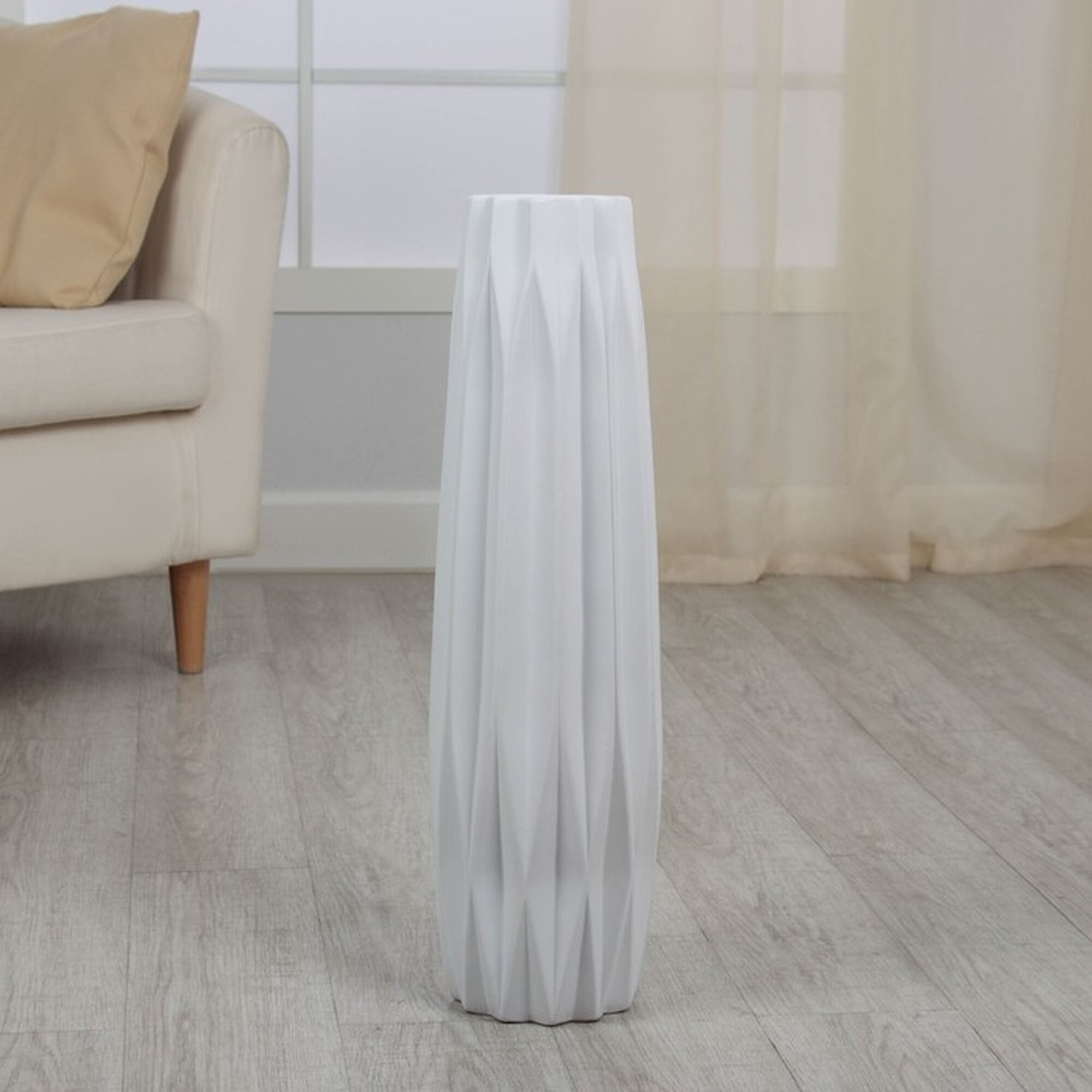 Ваза Сима-ленд «Берти», напольная, керамическая, 60 см, белая