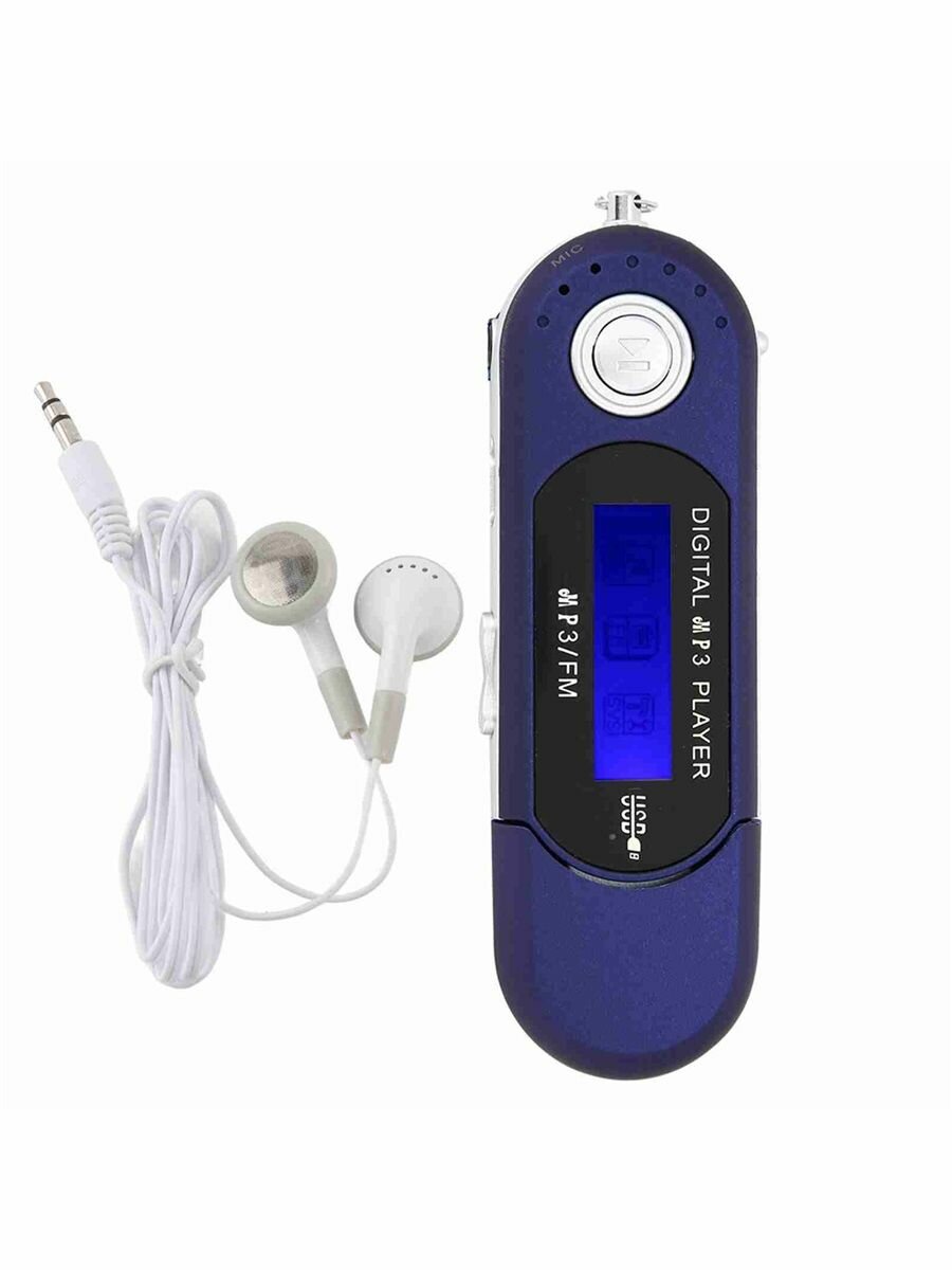 Портативный MP3-плеер с ЖК-экраном, FM-радио, диктофоном, синий цвет, USB-перезаряжаемый музыкальный плеер для использования на открытом воздухе