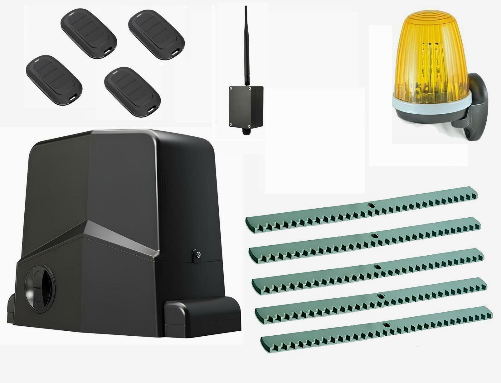 Автоматика для откатных ворот ARW-1000MKIT L5-BT-T4, комплект: привод, сигнальная лампа, 4 пульта, 5 реек, Bluetooth-модуль