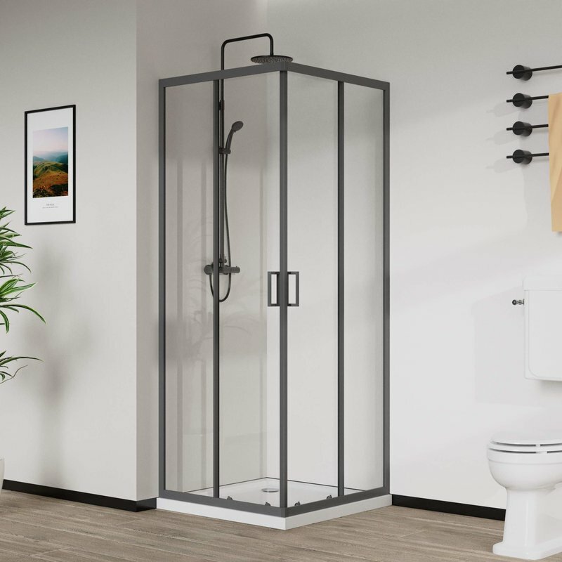 Душевой уголок Vincea City VSS-5CT9010CLGM 100х90, профиль вороненая сталь, стекло прозрачное