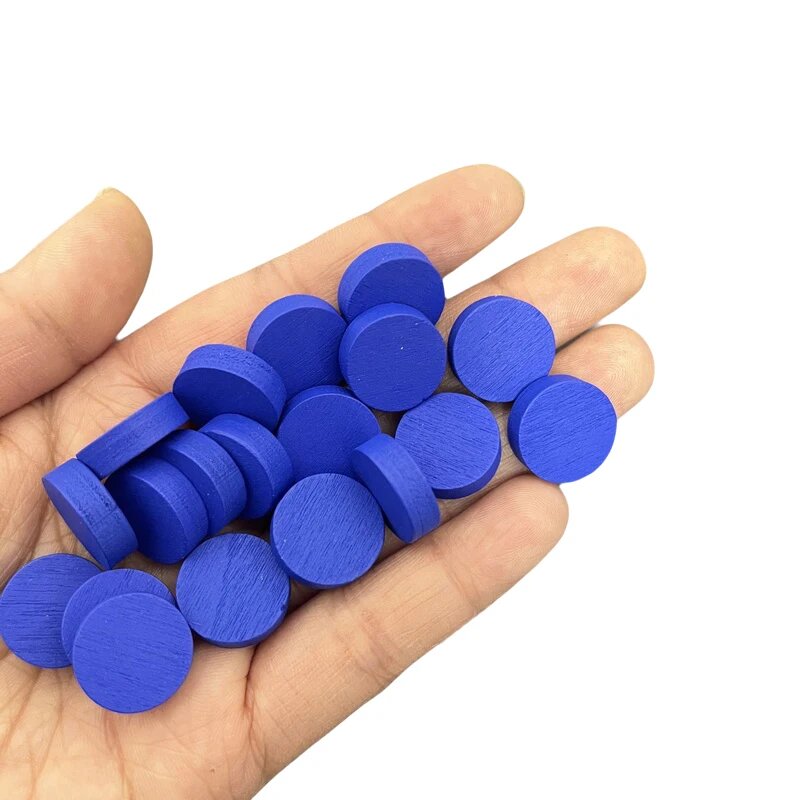 Деревянные игровые жетоны 100 шт Синий, Blue