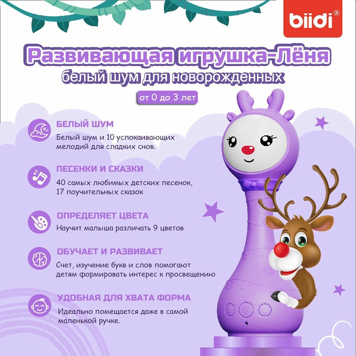 Умный кролик biidi, музыкальная интерактивная развивающая игрушка для новорожденных, сопровождает детей