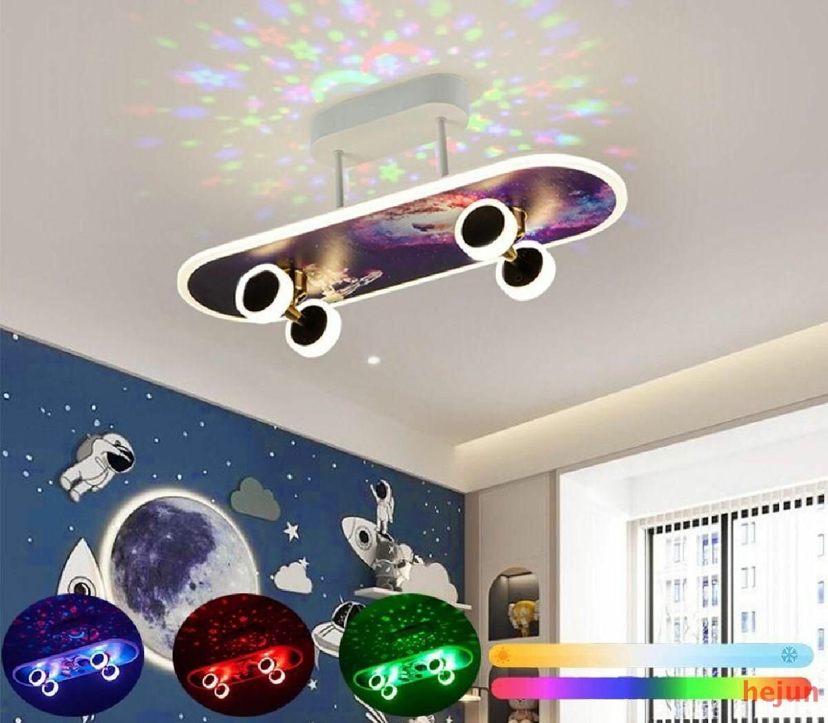 Люстра потолочная Светильник потолочный для детской комнаты, Светодиодная лампа самолётыдля детской спальни , 26 Вт Smart (Т: RGB, проектор) , LED, 36 Вт -jua