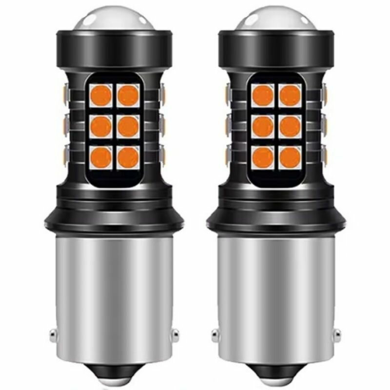 Светодиодная лампа PY21W BAU15S для авто 3000K Жёлтый свет, в сигнал поворота,2 шт.