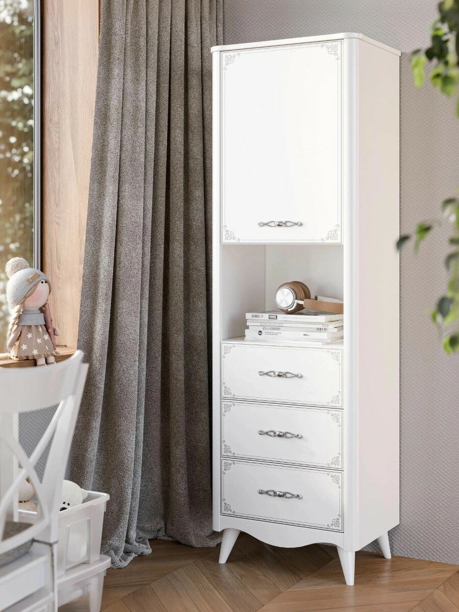 Шкаф-пенал распашной однодверный Элис, 54.4 х 40 х 172 см, Белый