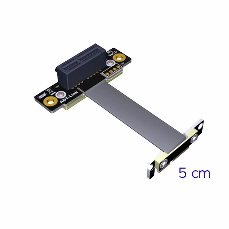 Двойной угловой (90 градусов) удлинительный кабель PCIe 3.0 x1 - x1 R11SL-TL 8 Гбит/с, высокоскоростной удлинитель для ленточных плат PCI Express 1x