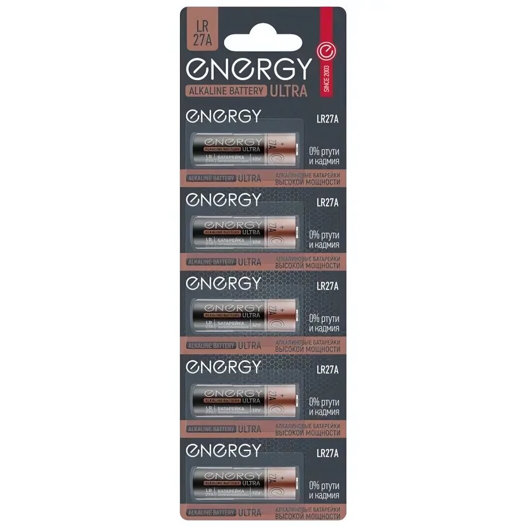 Батарейка алкалиновая Energy Ultra A27/LR27AB, долгий срок службы, 1 шт