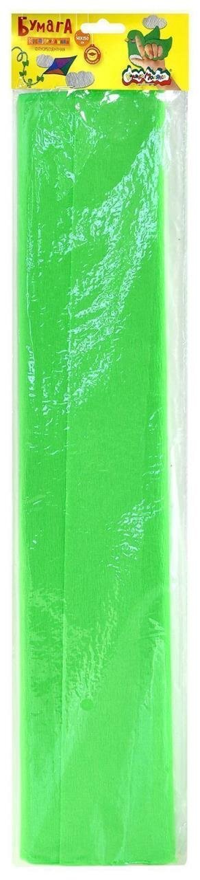 Бумага цветная крепированная флуоресцентная Каляка-Маляка, 50х250 см, 32 г м2, салатовая, в пакете с