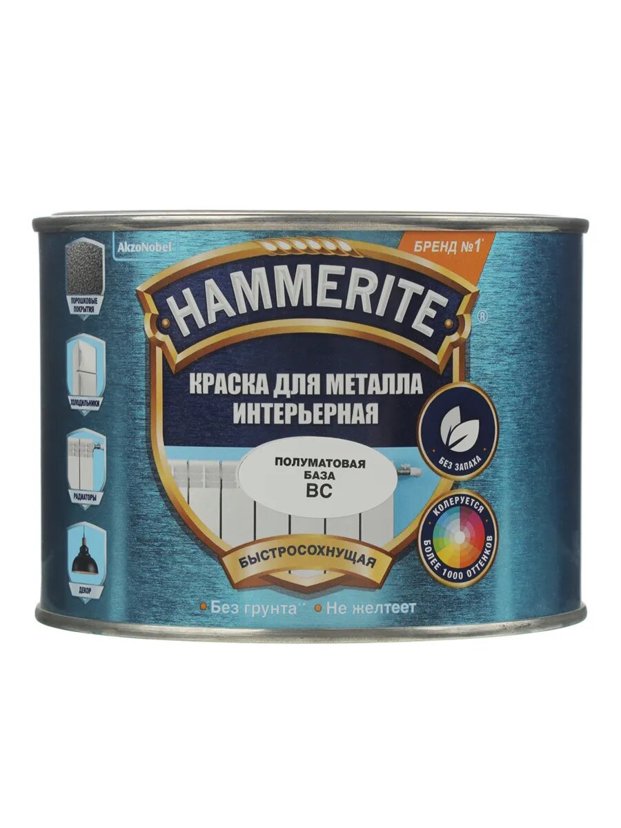 Краска для металла полуматовая белая (база BW) 0,5 л