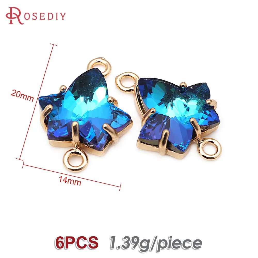 Подвески Rosediy, кленовый лист, латунь и стекло, золотистого цвета 53014-18K Gold Color