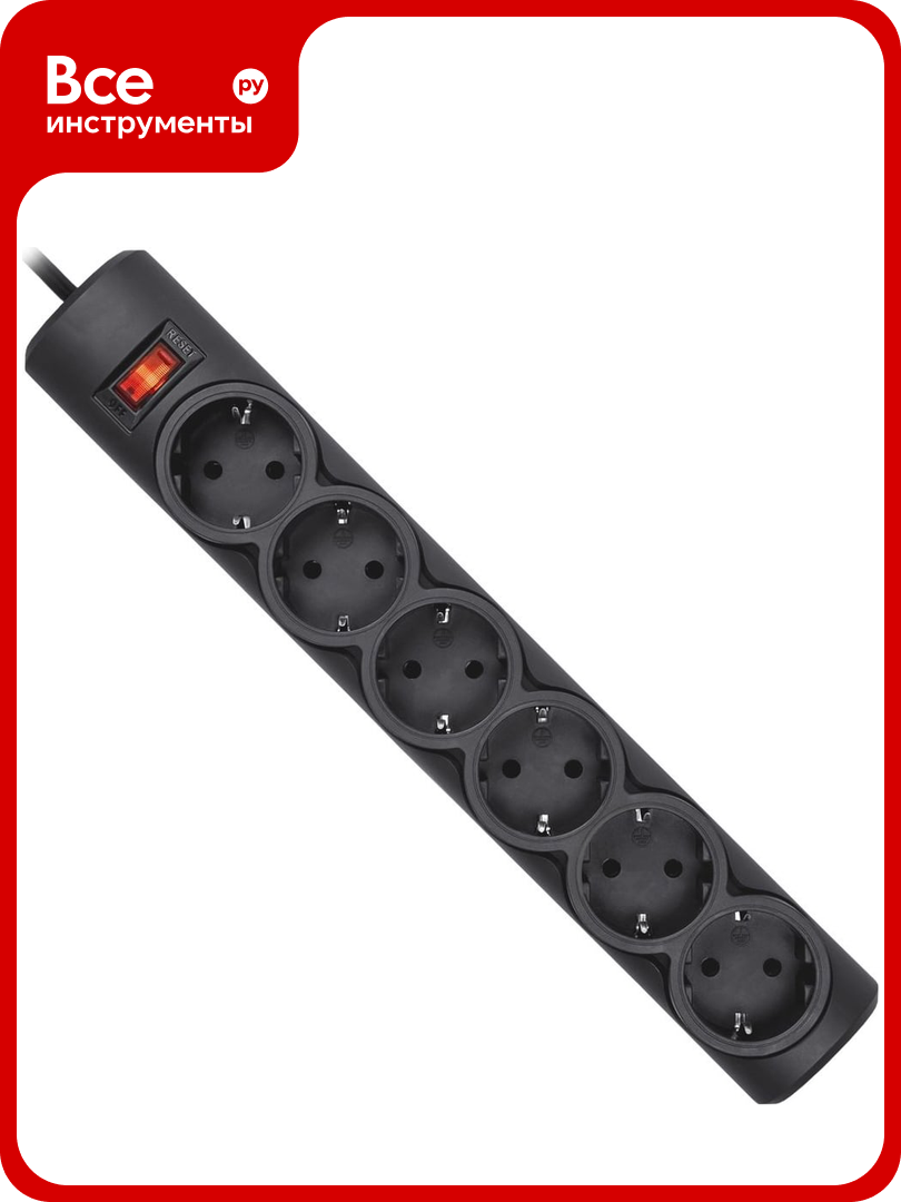 Сетевой фильтр Defender DFS 155 5 м, черный, 6 розеток 99496, Дополнительные технические характеристики