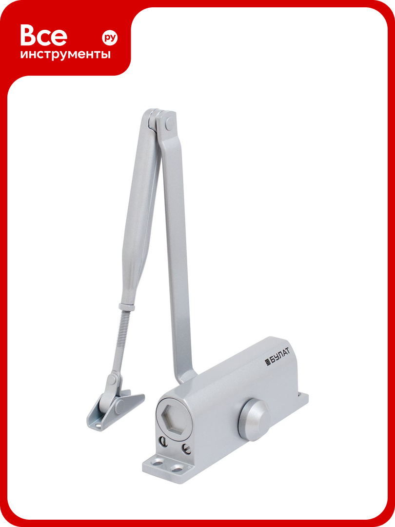 Дверной доводчик булат ULTIMATE ДД-100 A-S 40-120 кг, серебро, морозостойкий 14921, 168 мм, деревянная