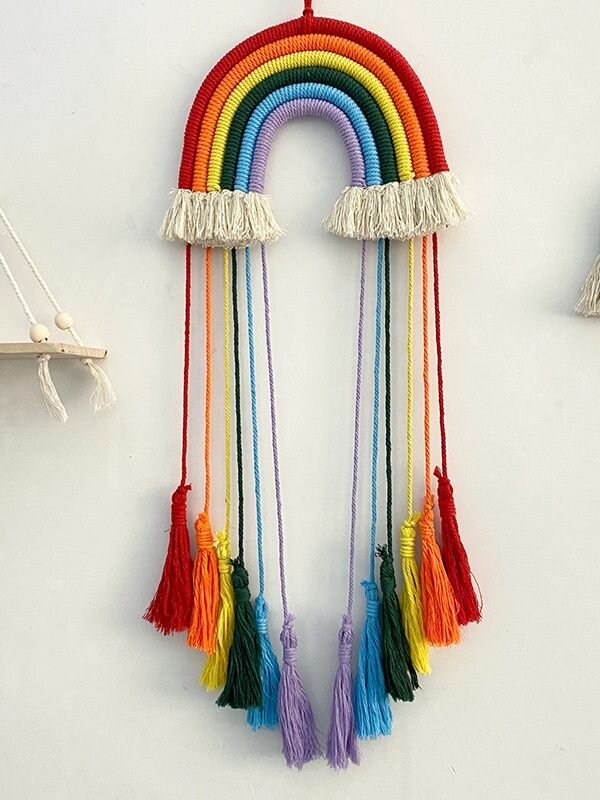 Креативные декоративные кисточки для спальни, радужные подвесные аксессуары из хлопковой веревки в скандинавском стиле