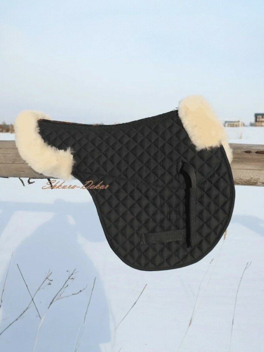 Вальтрап с амортизатором трилистник, натуральная овчина, Shkura-Dekor, черный