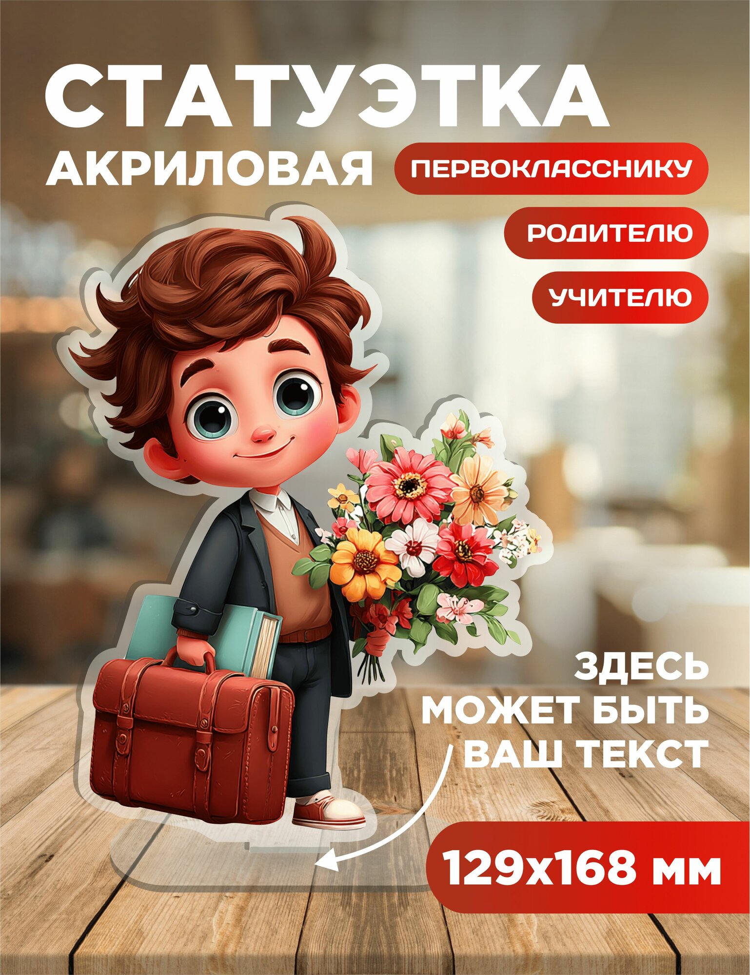 Акриловая статуэтка на 1 сентября, акриловая статуэтка в подарок