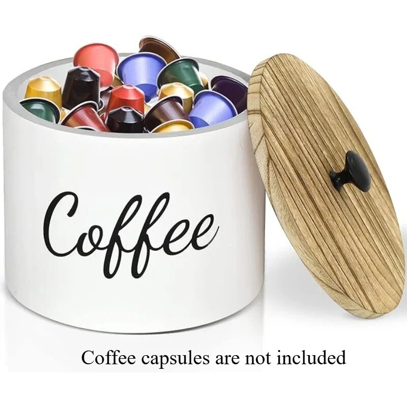 Коробка для хранения кофейных капсул, деревянные капсулы для кофе, корзина для хранения фильтров для кофе, контейнер для хранения, кухонный органайзер для декора рабочего стола, White
