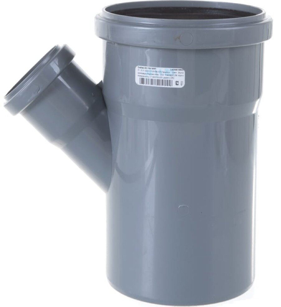 Тройник Lammin / Ламмин для внутренней канализации полипропиленовый, серый, размером 110х50мм/45° / водоснабжение