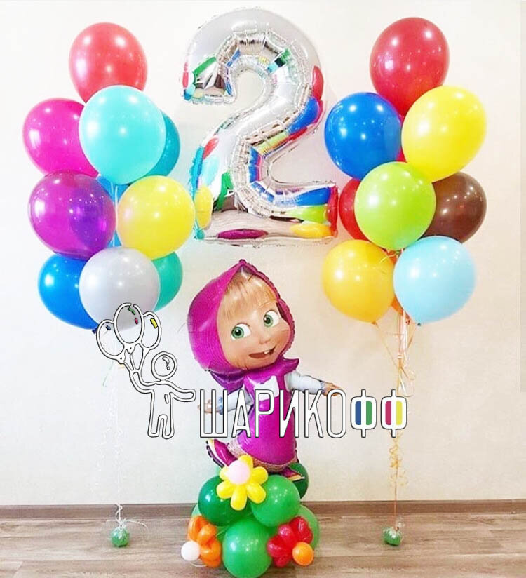 Композиция из гелиевых шаров "Маша и медведь"