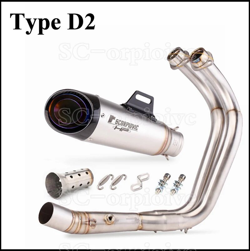 Глушитель выхлопной передней трубы для мотоцикла Yamaha MT-07, Модифицированная глушитель для мотоцикла Escape Moto Racing YZF MT07 FZ07, трассировщик Type D2