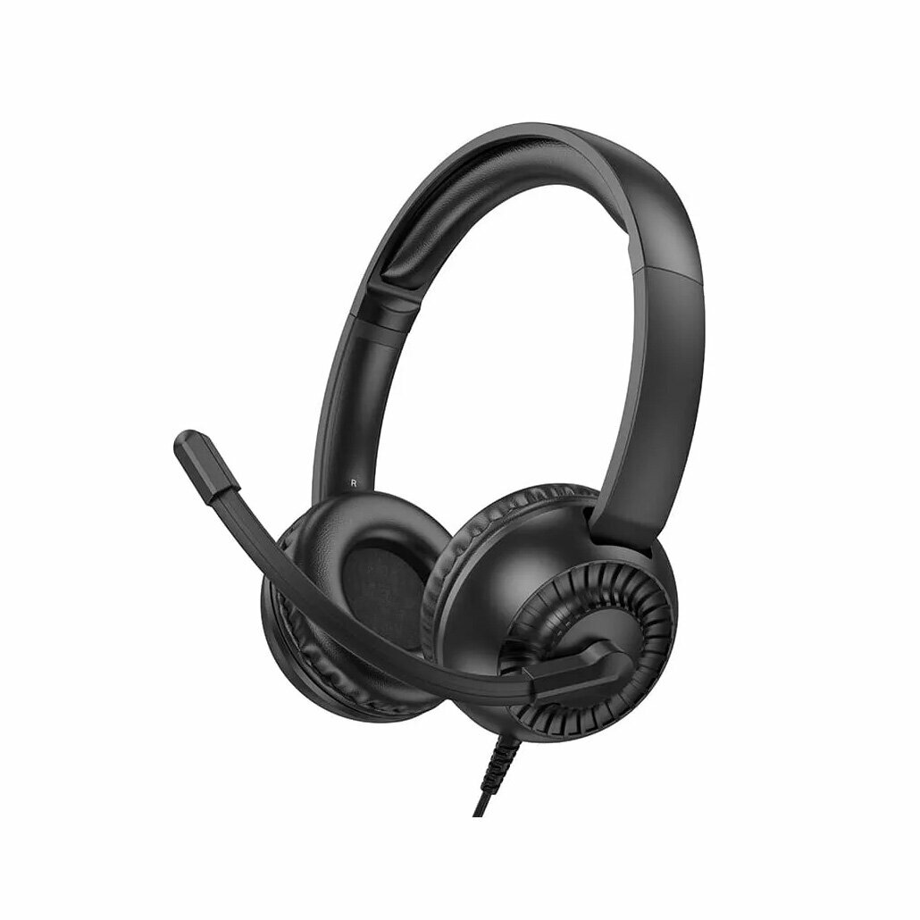 Hoco Наушники проводные накладные с микрофоном Hoco W112 Pure черный