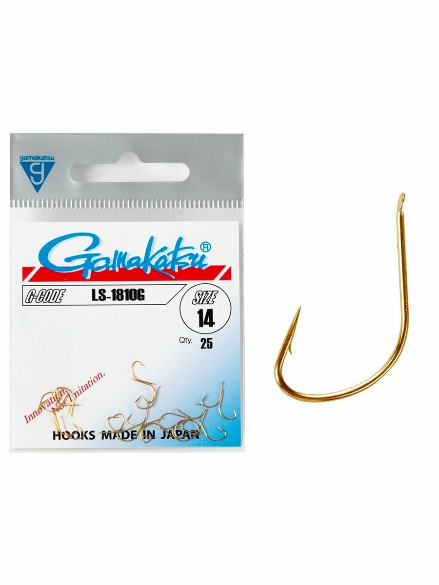 Крючки Gamakatsu LS-1810G HOOKS GOLD размер 14 (упк.25шт.)