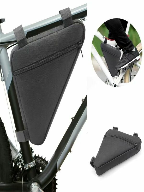 Сумка для багажника велосипеда Водонепроницаемый треугольник Держит мобильный телефон, ключи и инструменты Размер Универсальный Черный 1 Шт.