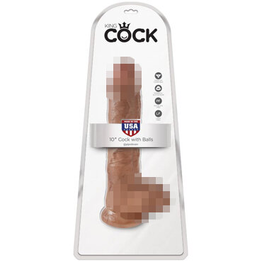 Pipedream King Cock Cock with Balls 25 см, загорелый Фаллоимитатор на присоске с мошонкой