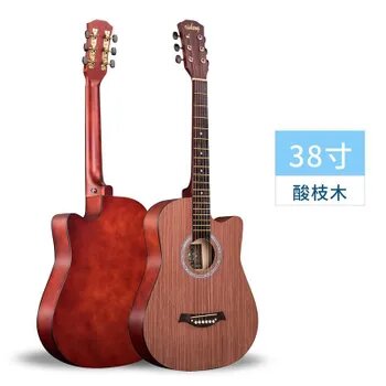 38-дюймовая фолк-гитара acoustic guitar из цельной липы с яркой тренировочной зубчатой гитарой
