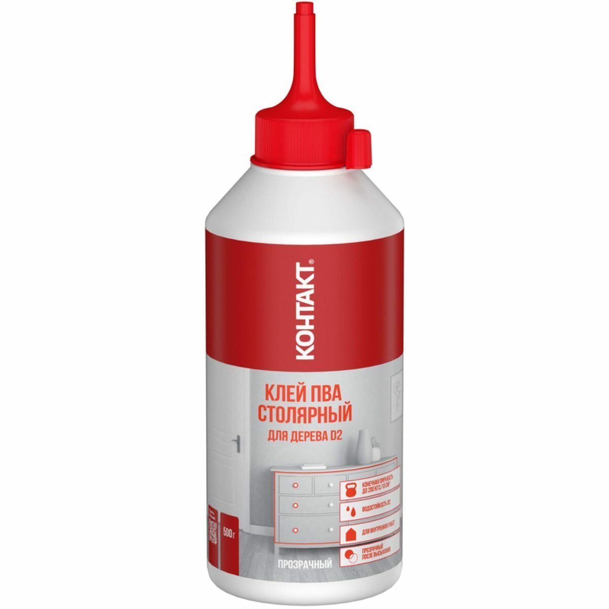 Клей ПВА столярный для дерева D2 контакт, 500 г (25260) (2123747)