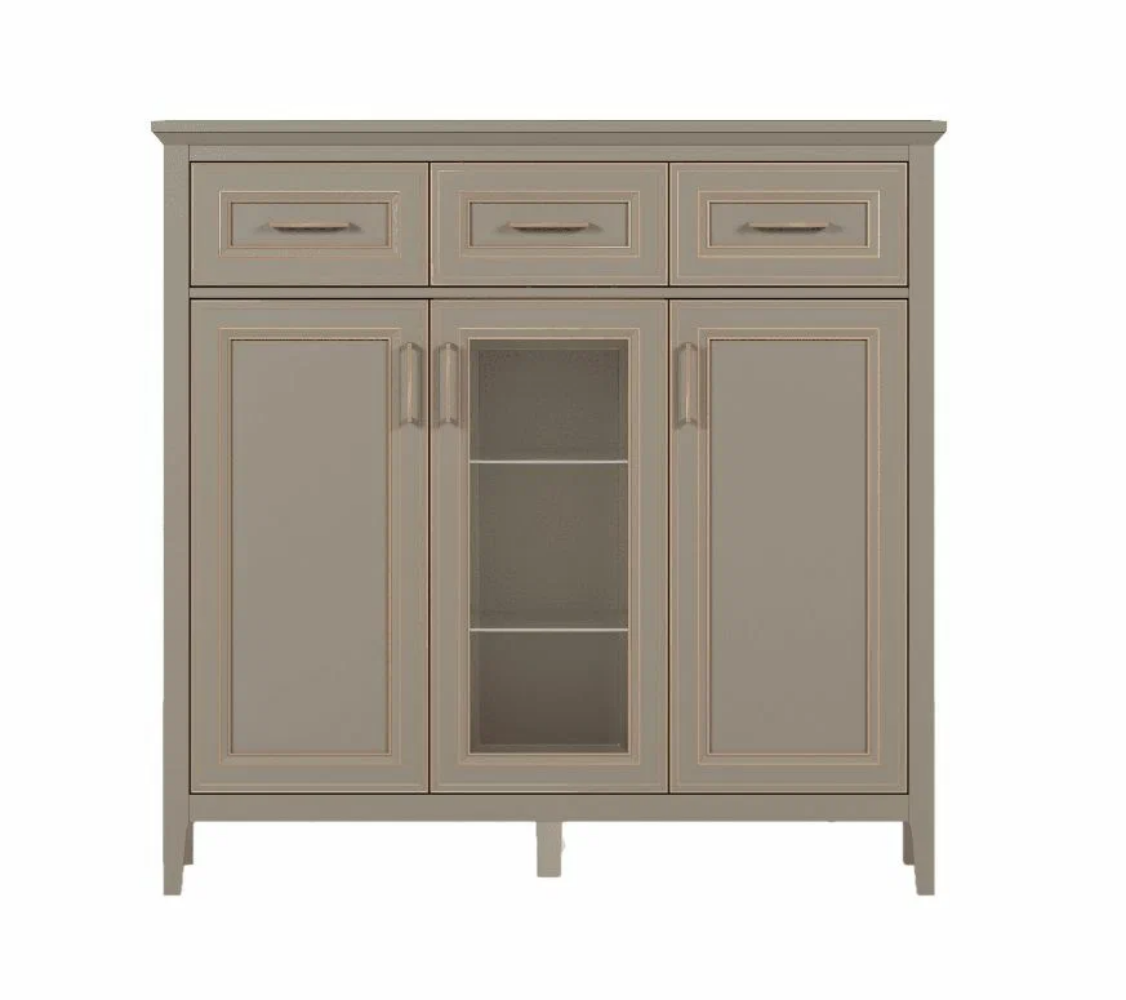 Тумба-витрина БРВ-Мебель Classic KOM1W2D3S, 133 x 40.5 x 136 см, цвет: глиняный серый