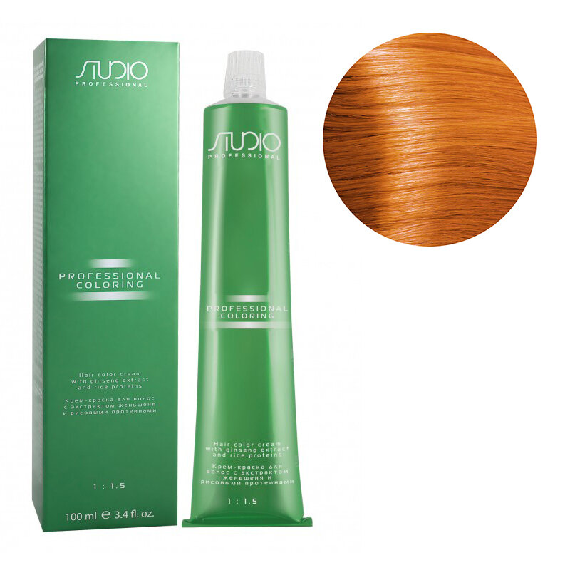 Kapous Studio Professional Крем-краска для волос Studio, тон №9.44, Очень светлый интенсивный медный блон с рисовыми протеинами и экстрактом женьшеня,