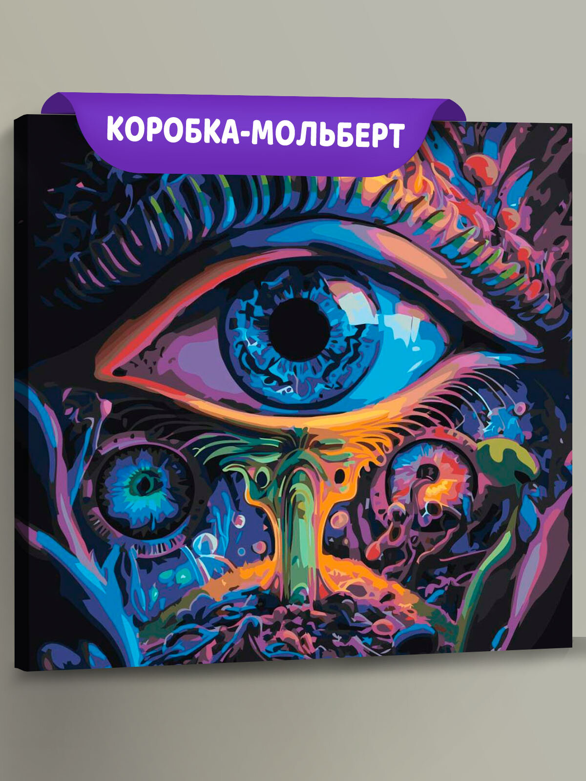 Картина по номерам на холсте с подрамником "Эзотерика: глаз в кислотном трипе, зрачки" Раскраска 40x40 см, глаза девушки