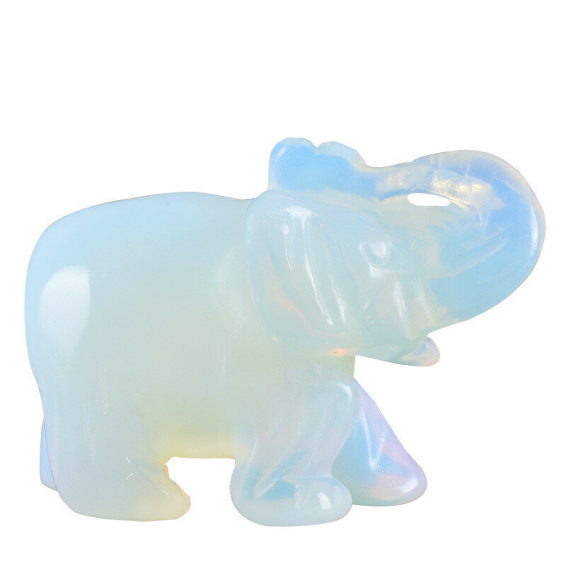 Скульптура слон ручной работы из натуральных камней яшмы бирюзы малахита кварца и опала для украшения дома