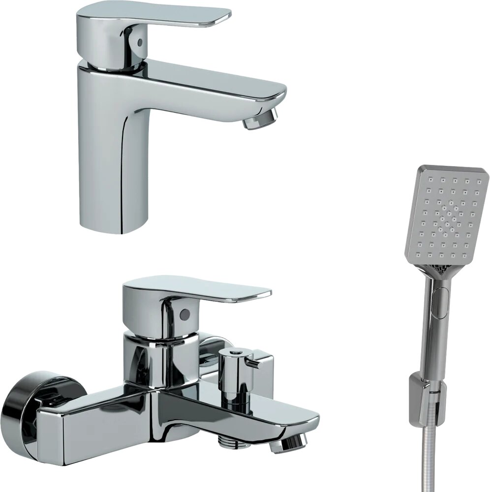 Комплект для ванной Paini Viva Style 3 в 1, со смесителем, с изливом, латунный, хром, глянцевый, душевая система