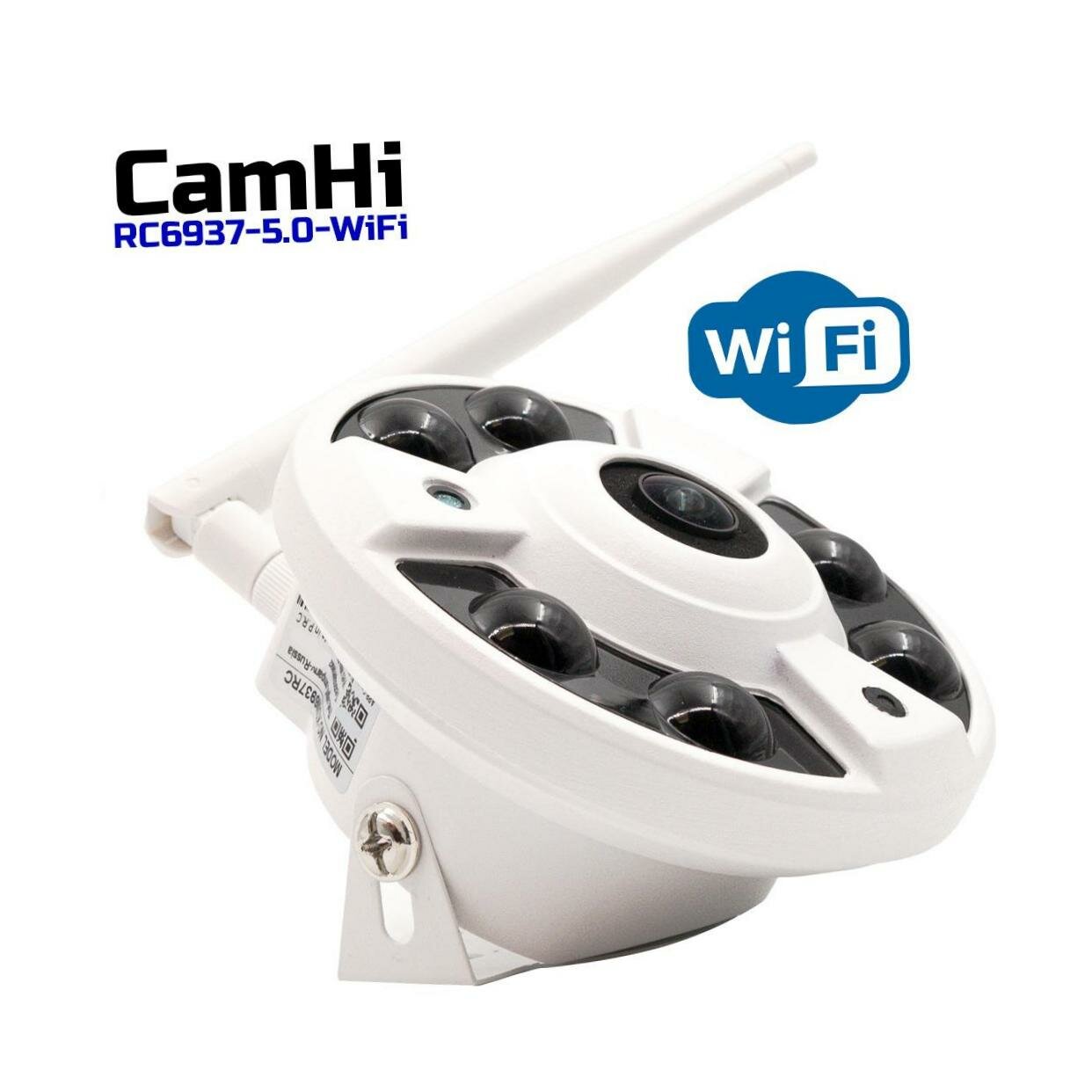 Широкоугольная антивандальная Wi-Fi IP камера наблюдения 5Mp CamHi Mod: HC6937-5.0-WiFi (I30691KDM) с объективом рыбий глаз. Микрофон, детекция силуэ