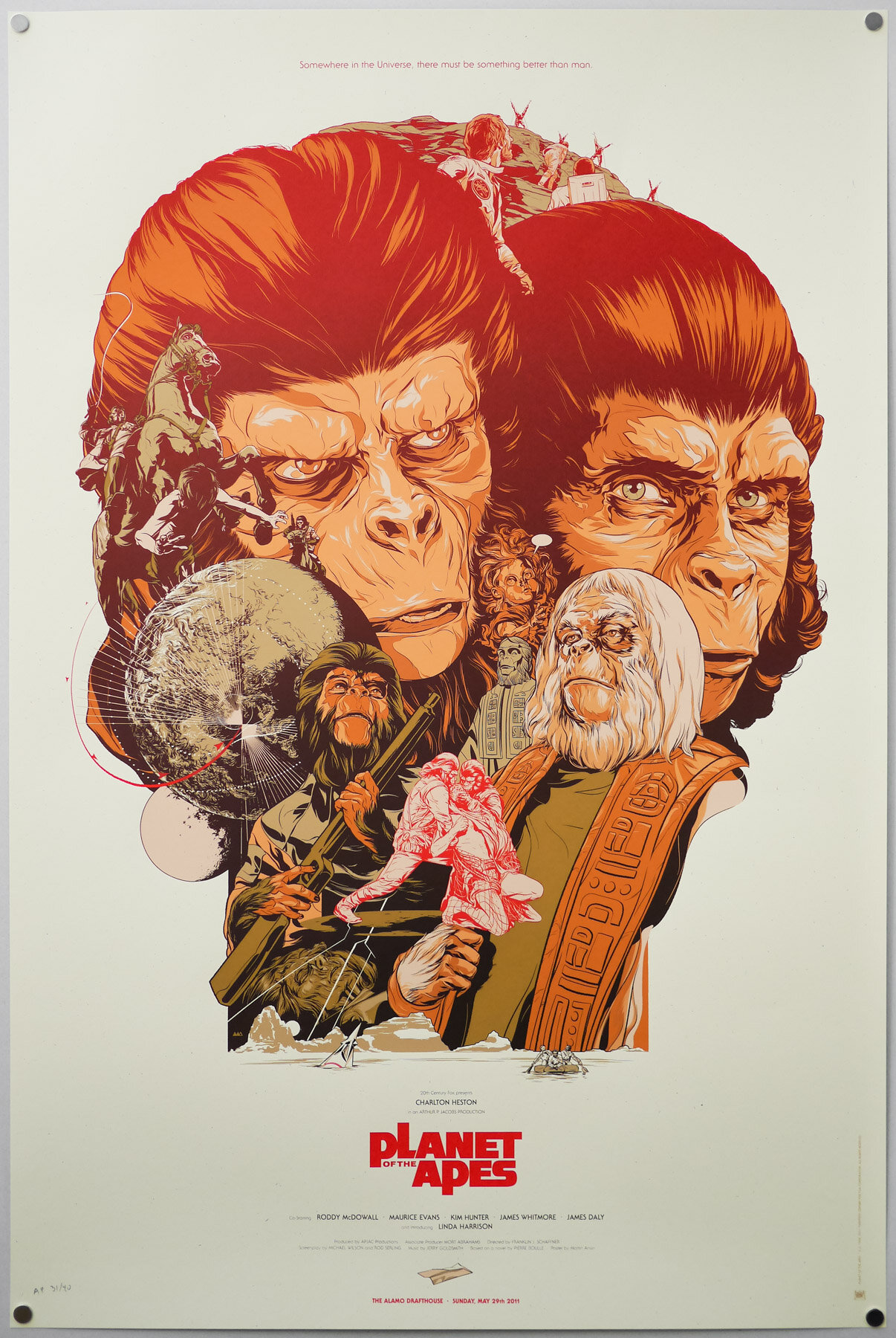 Плакат, постер Планета обезьян/Planet of the Apes (1968) на бумаге, размер 21х30см