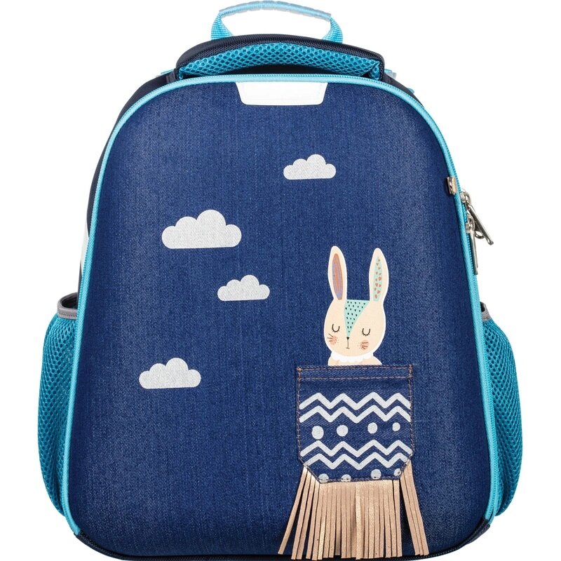 Ранец №1School Basic Зайка джинс, 2 отд, эргоном. спинка