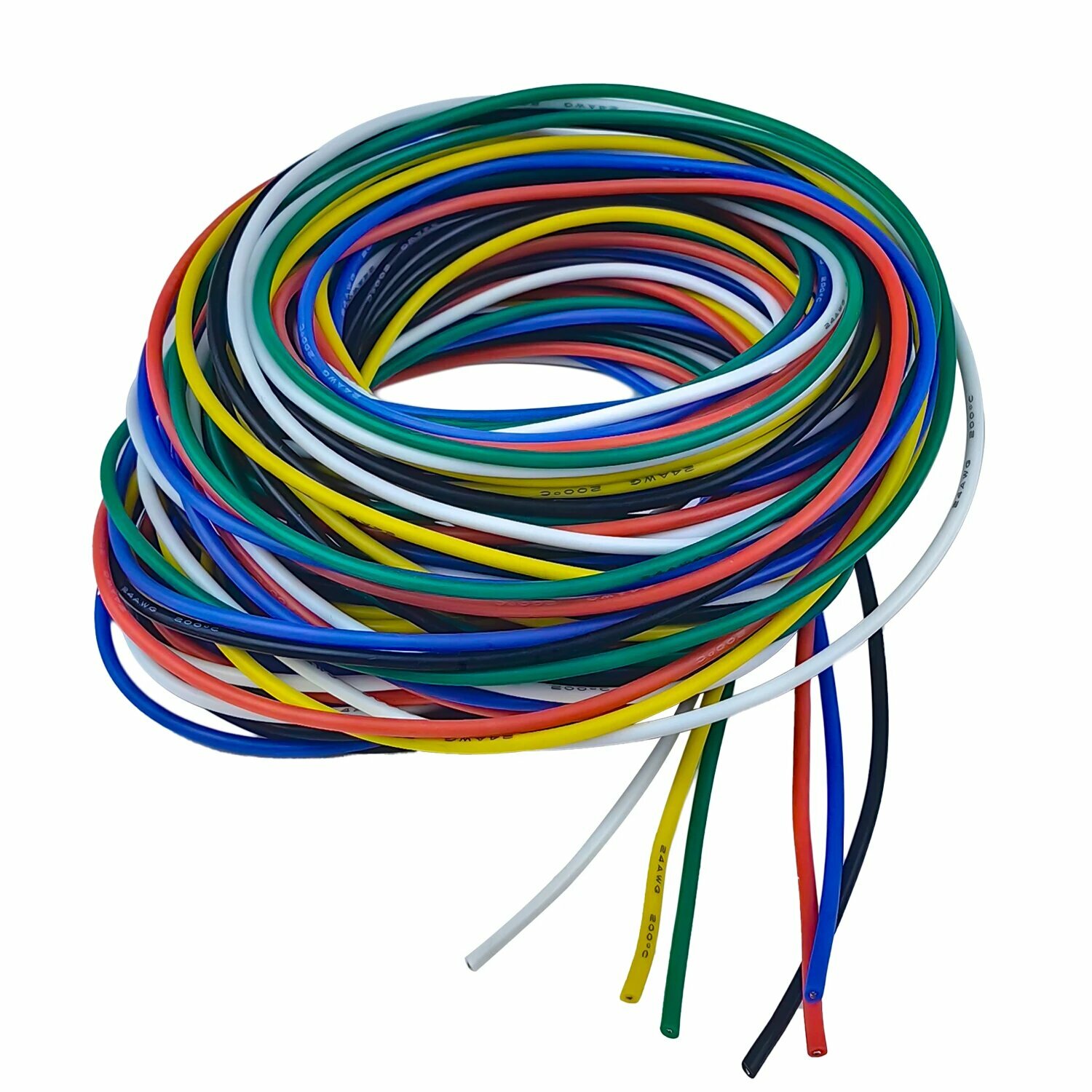 Силиконовый электрический провод, набор, 6 цветов, 16-30 калибр 18 AWG, 10m each colors