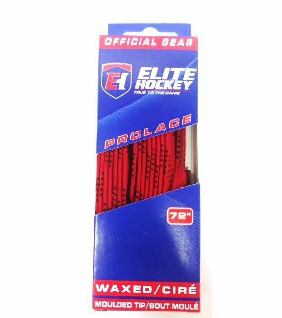 Шнурки для коньков хоккейных Elite Hockey Pro 72" (182см) с пропиткой, красно-чёрные