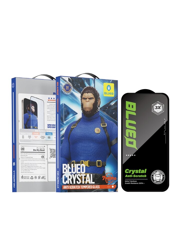 BlueO стекло с защитой от царапин для iPhone 17 Pro Max/16 Pro Max, Crystal with Dustproof receiver Black