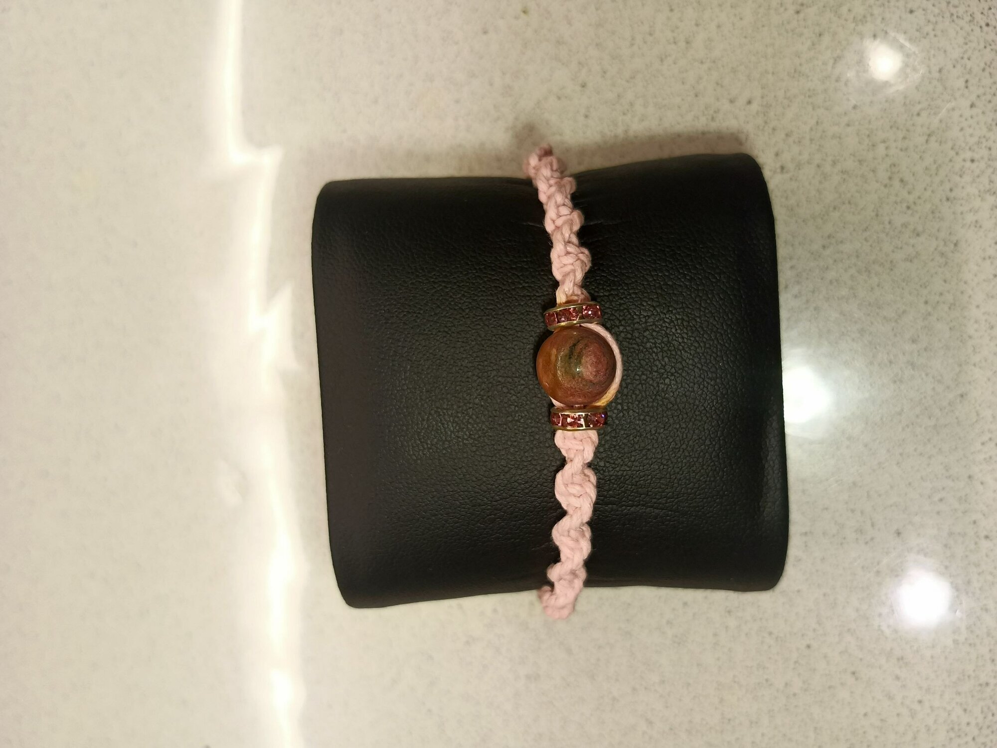 Плетеный браслет, родонит