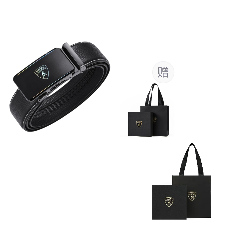 Automobili Lamborghini Cow Leather Belts Men's 3.5cm 120cm