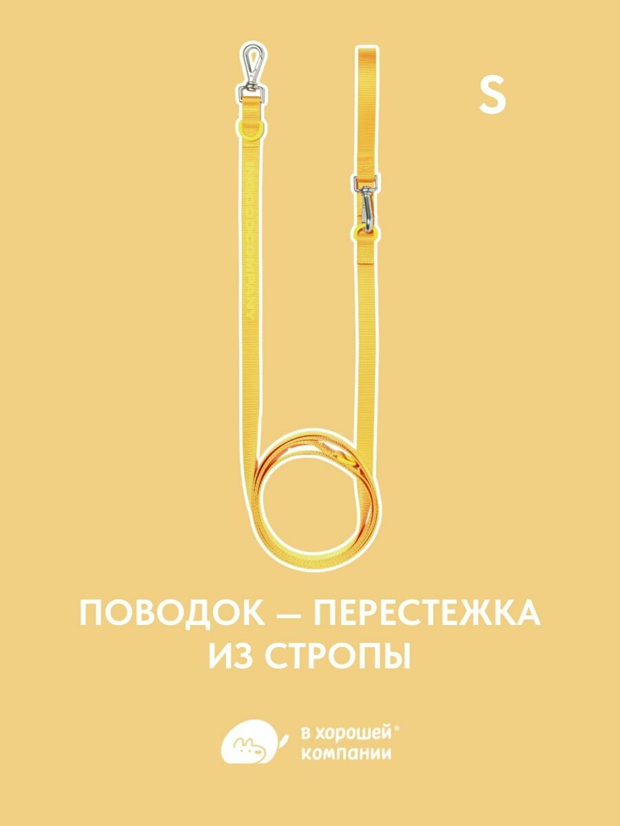 Поводок регулируемый для собак мелких и средних пород, перестежка из стропы IN GOOD COMPANY (S / 3м / Спелое манго)