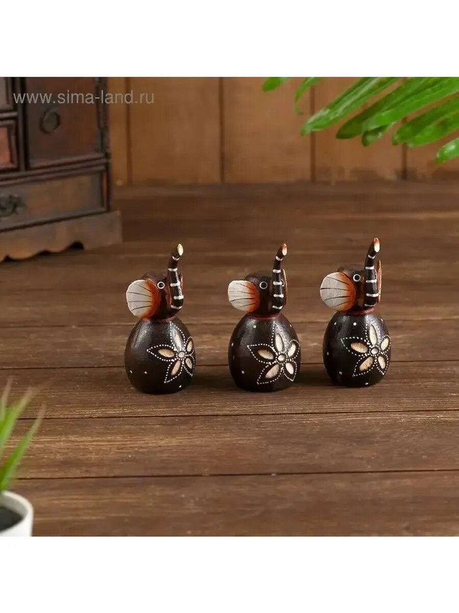 Набор сувенирный "Слоники" (3 шт) 14х4,5х12 см