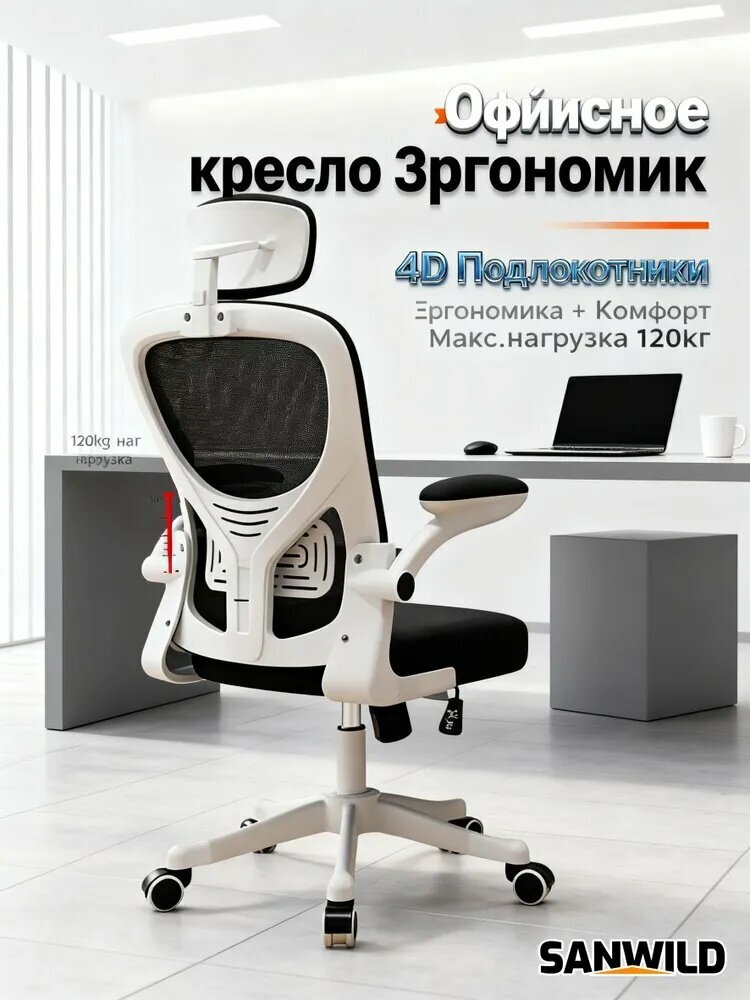 Офисное кресло, белый, черный